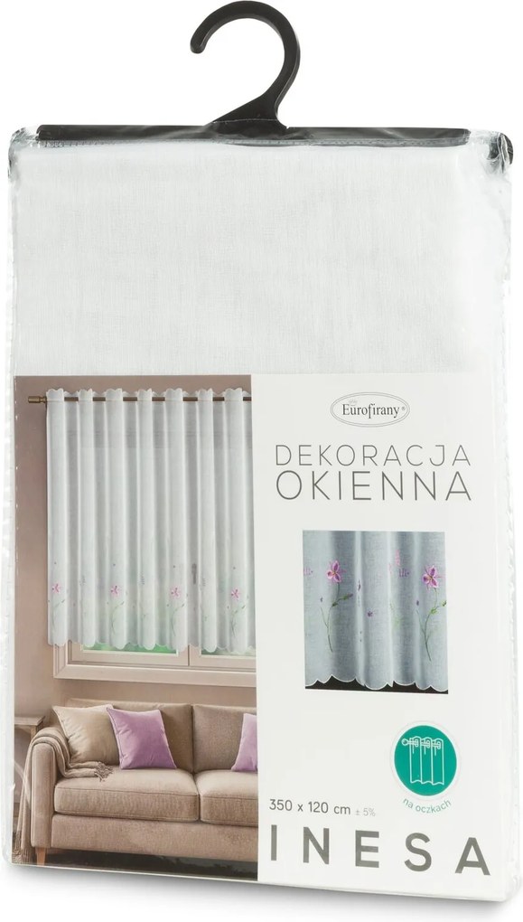 ZÁCLONA NA POUTKÁCH INESA 350X120 CM KVĚTY