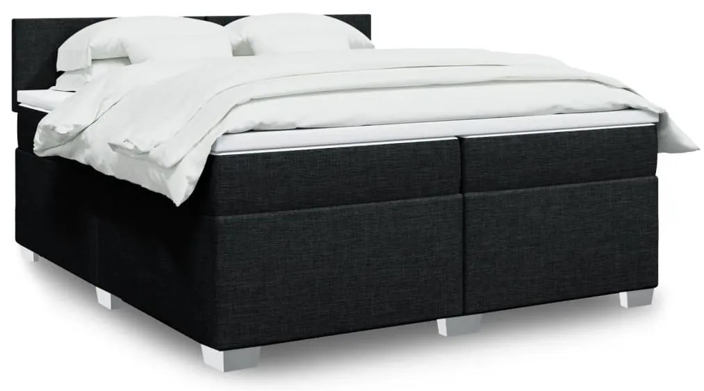 Box spring postel s matrací černá 200x200 cm textil 3288290