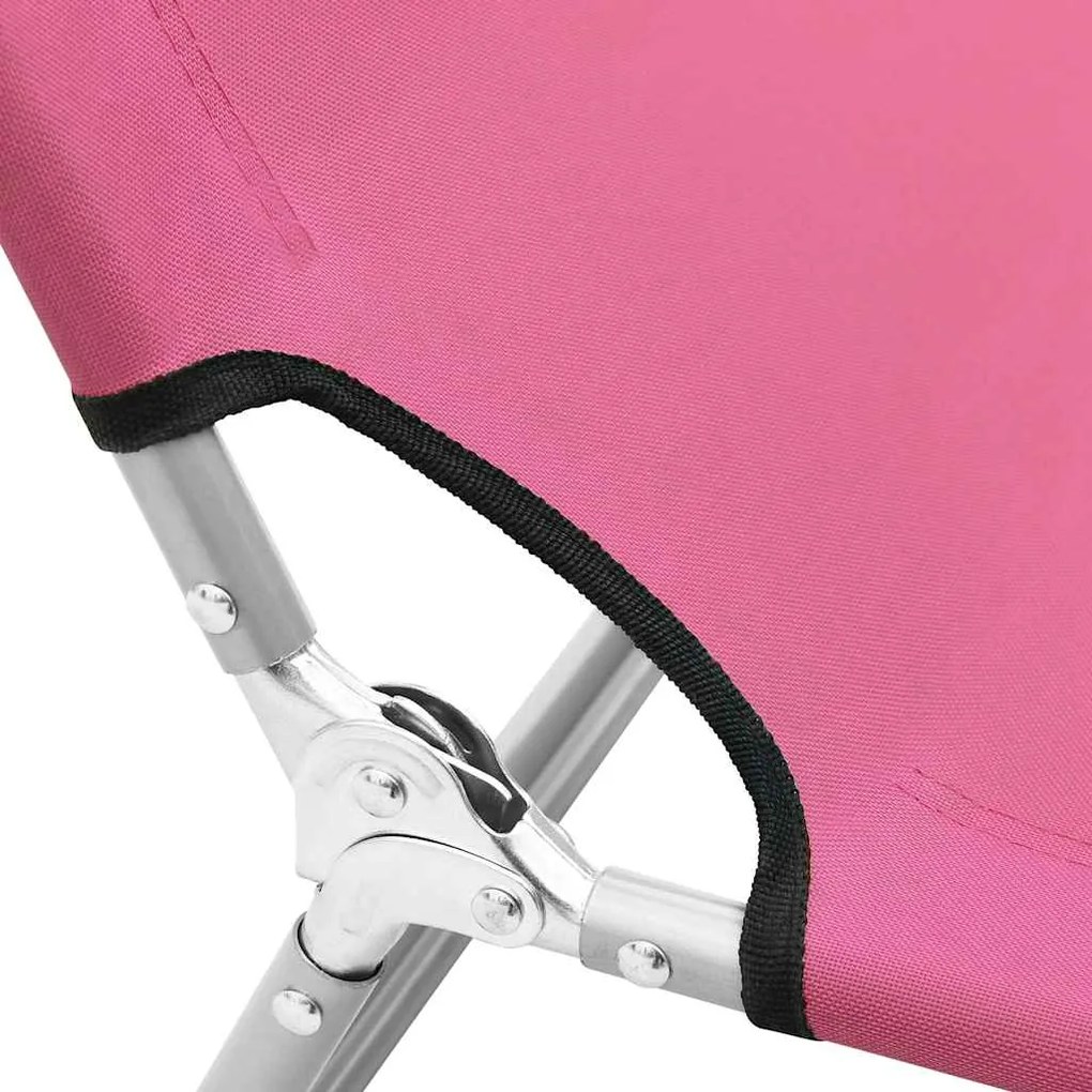 Skládací zahradní lehátko ocel a textil růžové 310330