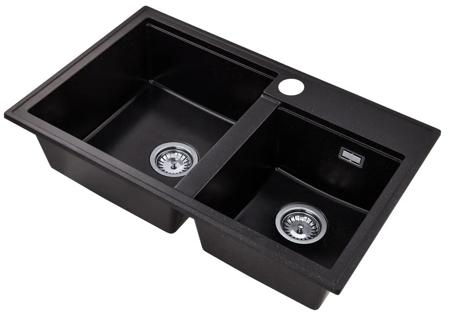 Gamma Modern 8020, 2-komorový granitový dřez 795x495x210 mm, černá se zlatými body, GMA-ZLE000033