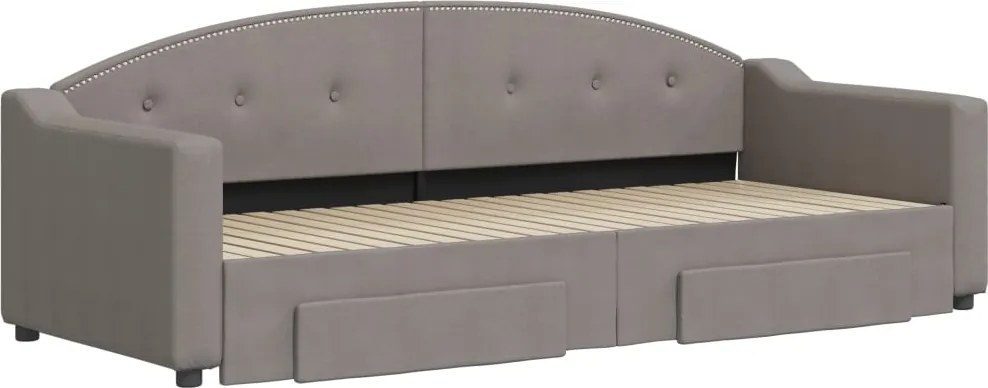 Válenda s přistýlkou a zásuvkami taupe 80 x 200 cm textil 3197564