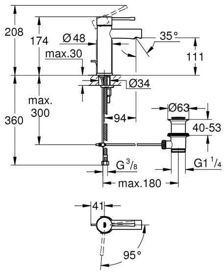 Grohe Essence New Baterie umyvadlová, s výpustí 23379001