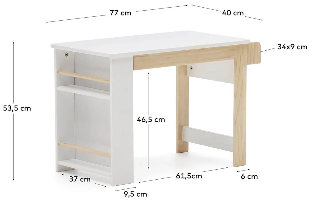 Dětský psací stůl wares 77 x 53 cm bílý MUZZA