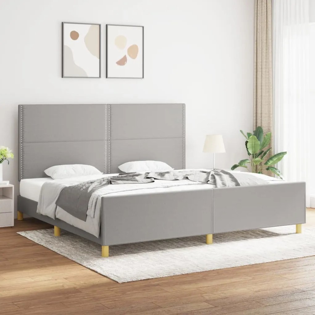 Rám postele bez matrace světle šedý 200 x 200 cm textil 3125000