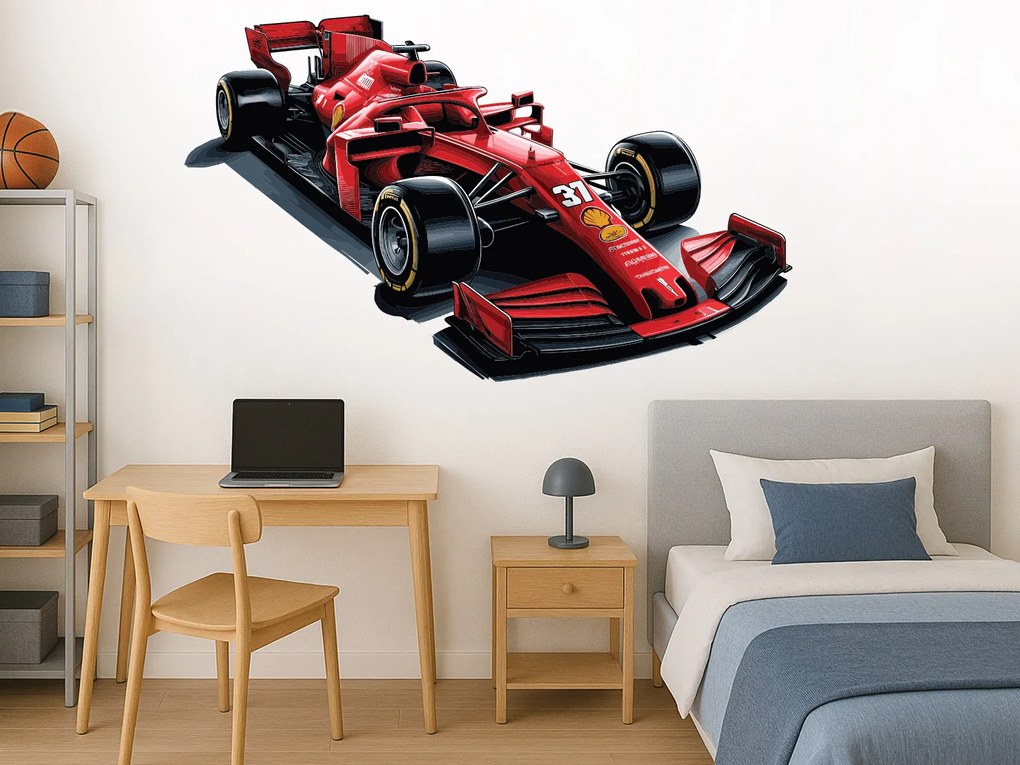 Červená formule F1 samolepka na zeď arch 45 x 27 cm