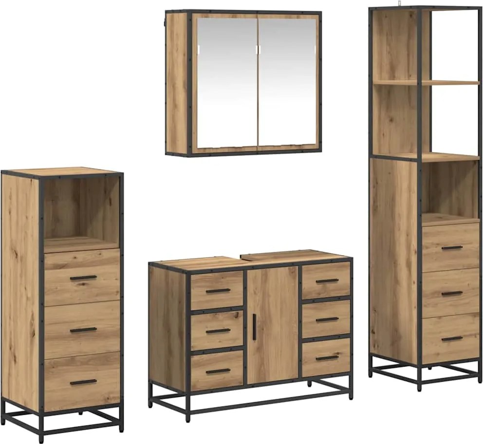 Sada koupelnového nábytku 4 ks Artisanový dub Kompozitní dřevo 3402567