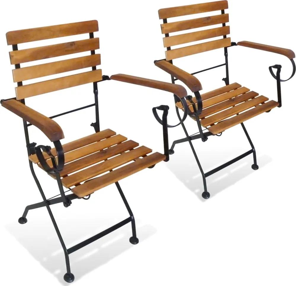 vidaXL Skládací zahradní židle 2 ks ocel a masivní akácie [43735]