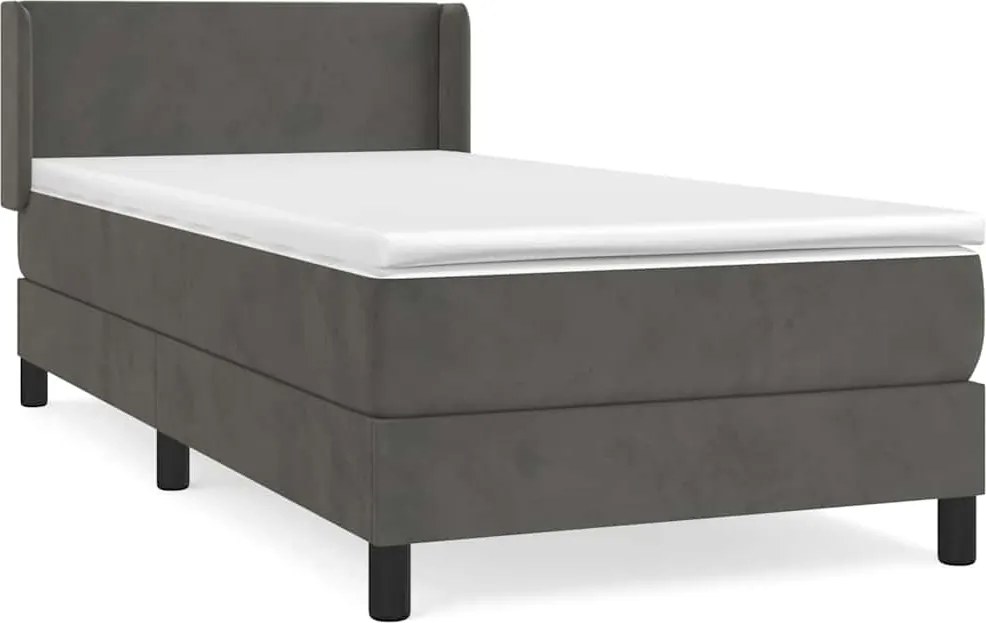 Box spring postel s matrací tmavě šedá 80 x 200 cm samet 3130806