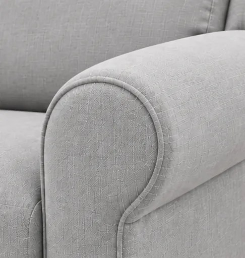 křeslo relaxační, odpočinkové, ušák, dřevo/textil, 101x95x75 cm, přírodní/světle šedá, Dekorino VILAR