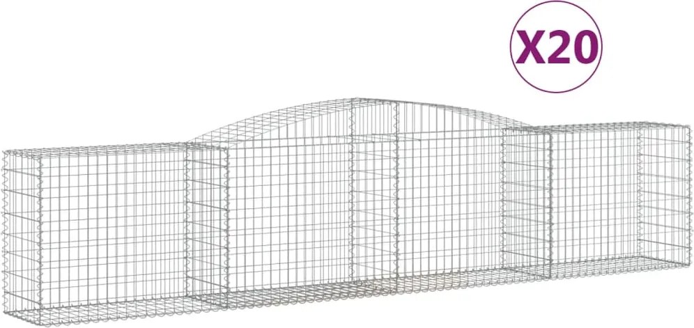 Klenuté gabionové koše 20ks 400x50x80/100 cm pozinkované železo 3146993