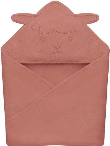 Dětská osuška lionelo muslin hooded towel red coral