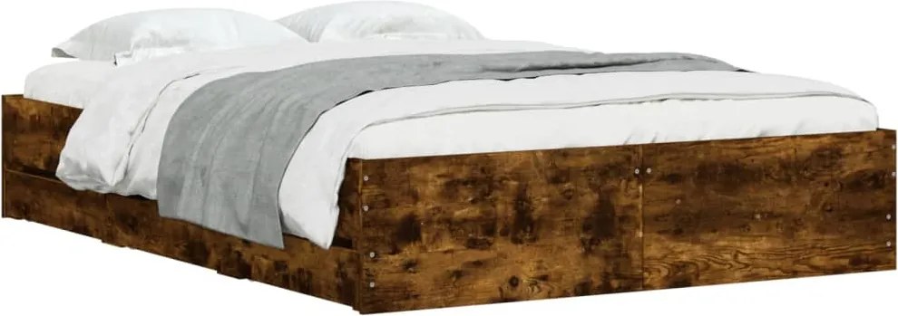 Rám postele se zásuvkami kouřový dub 135 x 190 cm kompozit 3207312