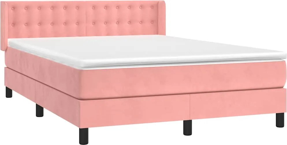 Box spring postel s matrací růžová 140x200 cm samet 3131206