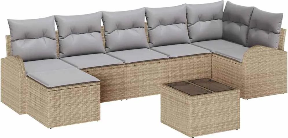 Set pohovek 8 ks Béžová polyratan 3354809