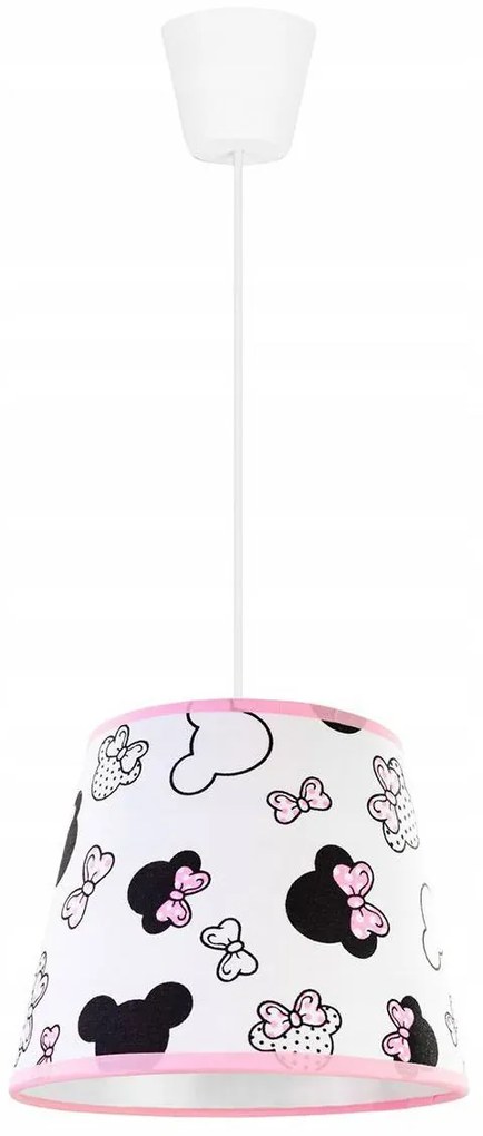 Dětské závěsné svítidlo Minnie, 1x textilní stínítko se vzorem, s