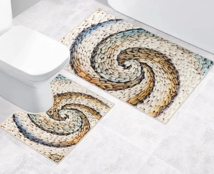 Bellatex koupelnové předložky 3D tisk sada 60x100, 60x50 cm Oblázek Béžová
