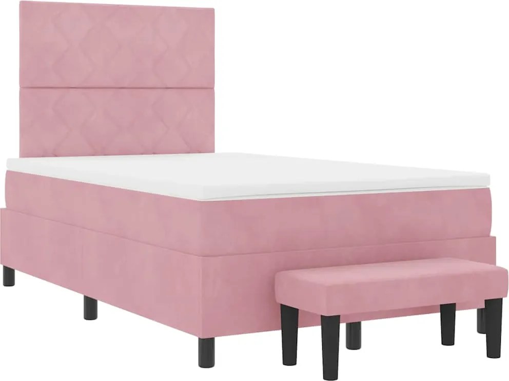 Postel s boxspringem s čelo Růžová 190 x 120 cm samet 3344569