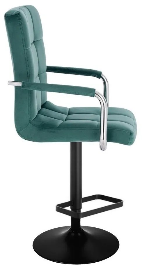 LuxuryForm Barová židle VERONA VELUR na černém talíři - zelená