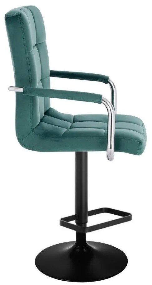 LuxuryForm DESIGN Barová židle VERONA VELUR na černé kulaté podstavě - zelená