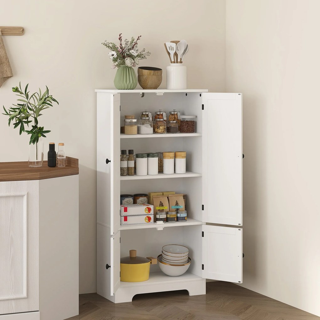 HOMCOM Kuchyňský K cabinet s Úložným Prostorem a Nastavitelnými Policemi pro Jídelnu a Obývací Pokoj, 58,2 x 30 x 123 cm, bílý