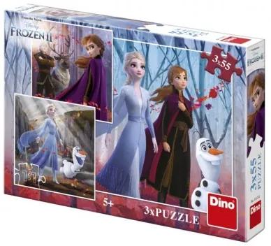 DINO Puzzle 3v1 Ledové království II/Frozen II 3x55dílků v krabici 27x19x4cm