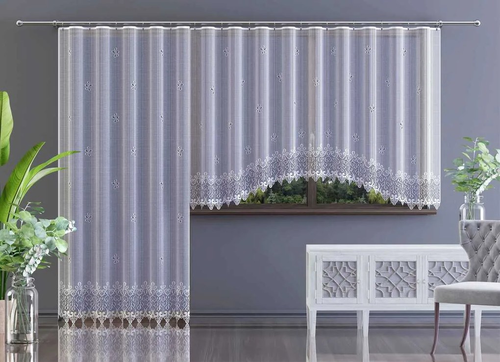 Hotová záclona nebo balkonový komplet, Amanda, bílá 200 x 250 cm