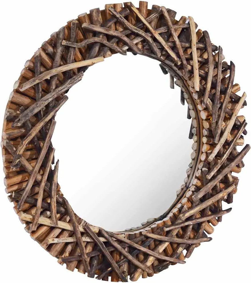 Nástěnné zrcadlo 60 cm teak kulaté 288802