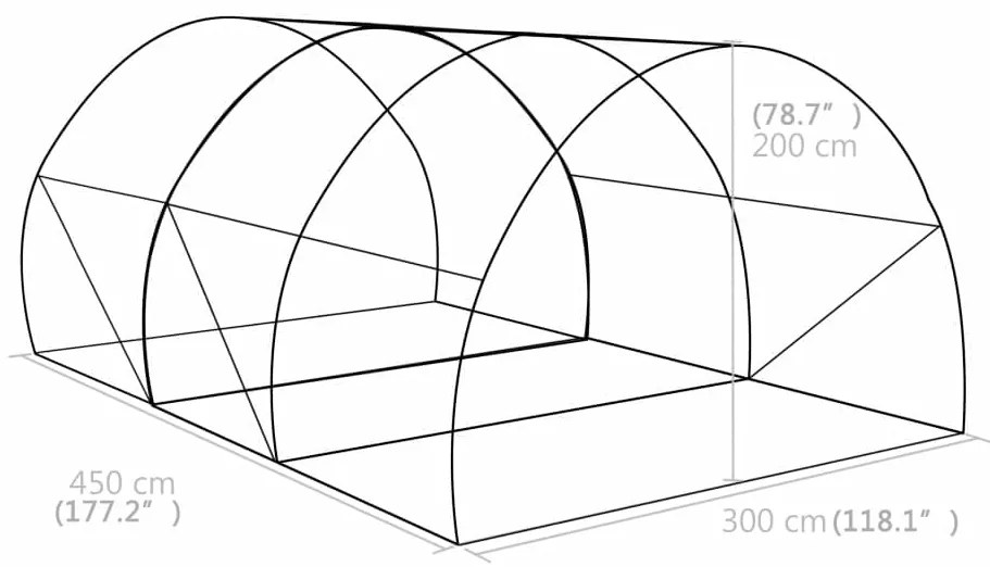vidaXL Marketos Fóliovník 13,5 m² 450 x 300 x 200 cm