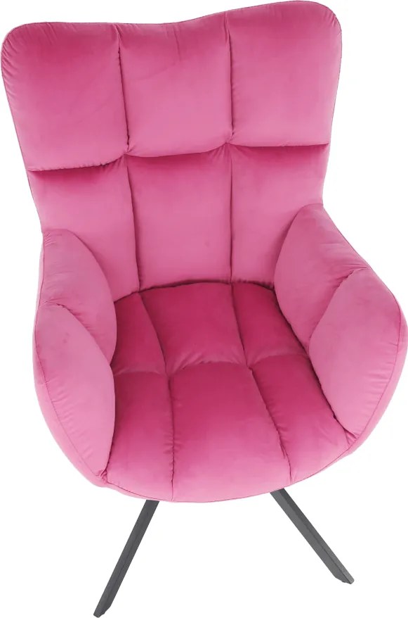 Designové otočné křeslo, růžová Velvet látka / černá, KOMODO