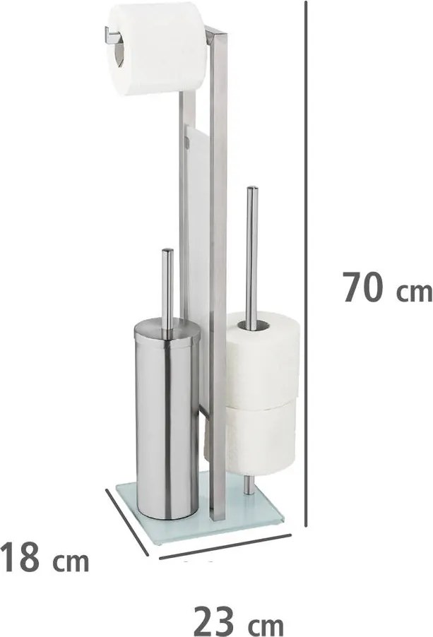 Stojan na toaletní papír, WC kartáč a držák na toaletní papír, 3v1, nerez, WENKO