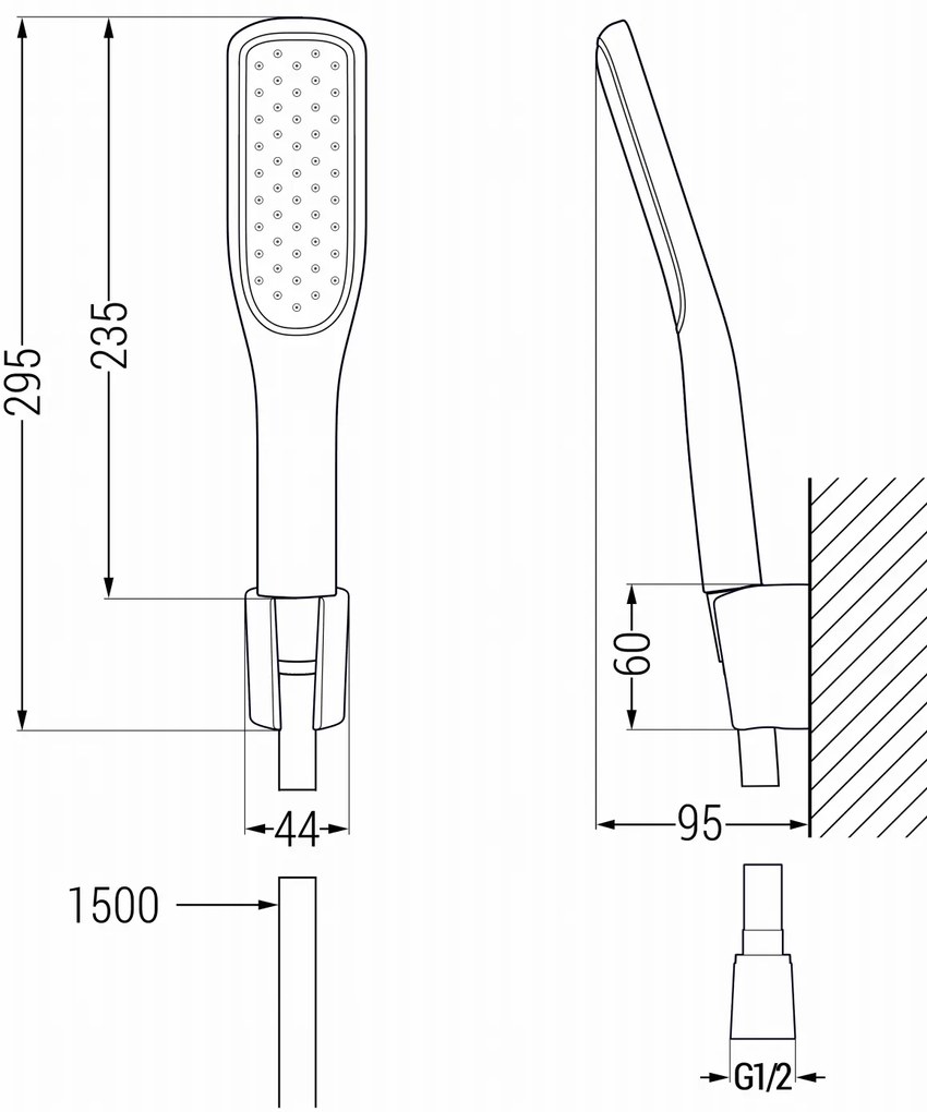 Mexen příslušenství - 1-bodový ruční sprchový set R-49, černá/zlatá,785495052-75