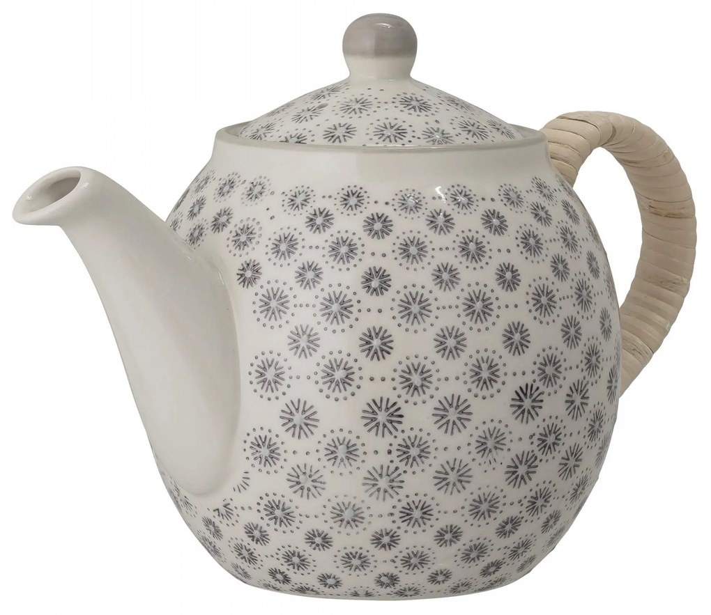 Bloomingville Konvice na čaj Elsa Grey, šedá barva, bílá barva, keramika