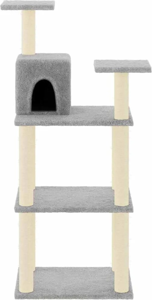 Škrabadlo pro kočky se sisalovými sloupky světle šedé 118,5 cm 171428