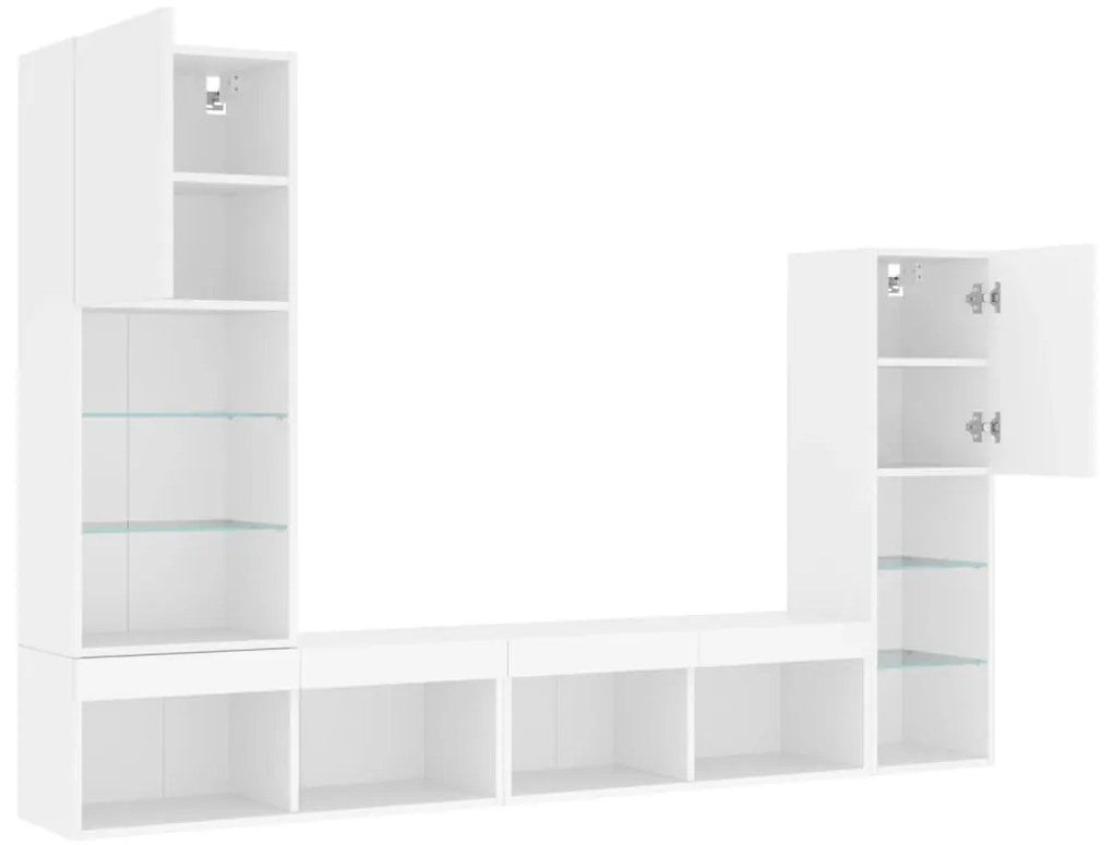 4dílná obývací stěna s LED osvětlením bílá kompozitní dřevo - Default Title