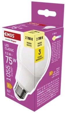 Emos lighting LED žárovka Classic A60 / E27 / 9,5 W (75 W) / 1055 lm / teplá bílá 1525733280