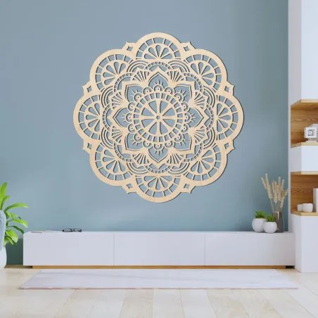 Dřevěná nástěnná dekorace mandala světla a paprsků | SENTOP PR0508