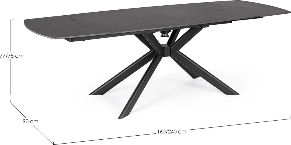 BIZZOTTO Černý rozkládací jídelní stůl JANIKA 160-240x90 cm 0731288