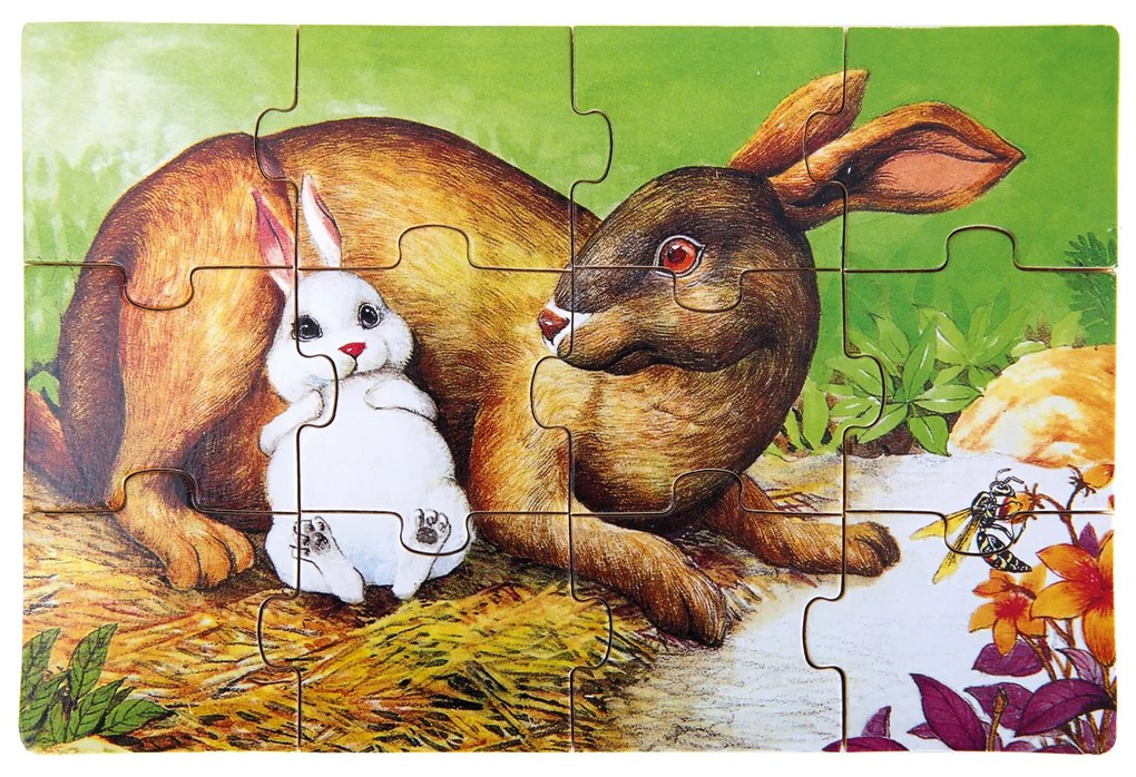 Bino Dřevěné puzzle v krabičce zvířátka