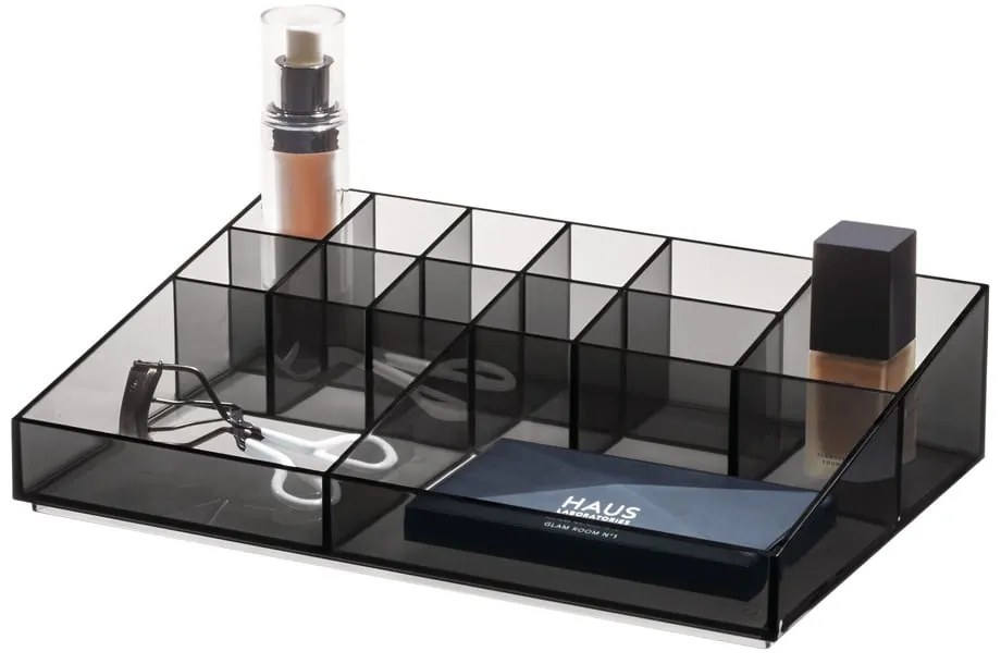 Matně černý koupelnový organizér na kosmetiku z recyklovaného plastu Cosmetic Station – iDesign