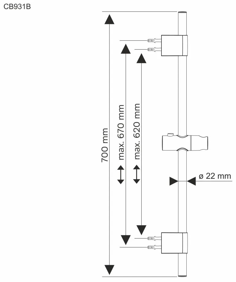 Mereo Mereo, Držák sprchy posuvný 700 mm, CB931B
