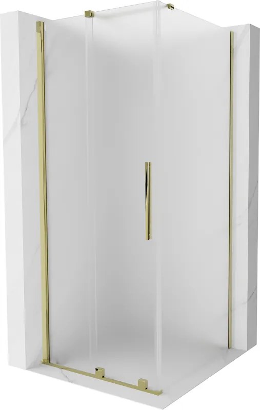 Mexen Velar, sprchový kout s posuvnými dveřmi 110 x 110 cm, 8mm sklo námraza, zlatá lesklá, 871-110-110-31-50