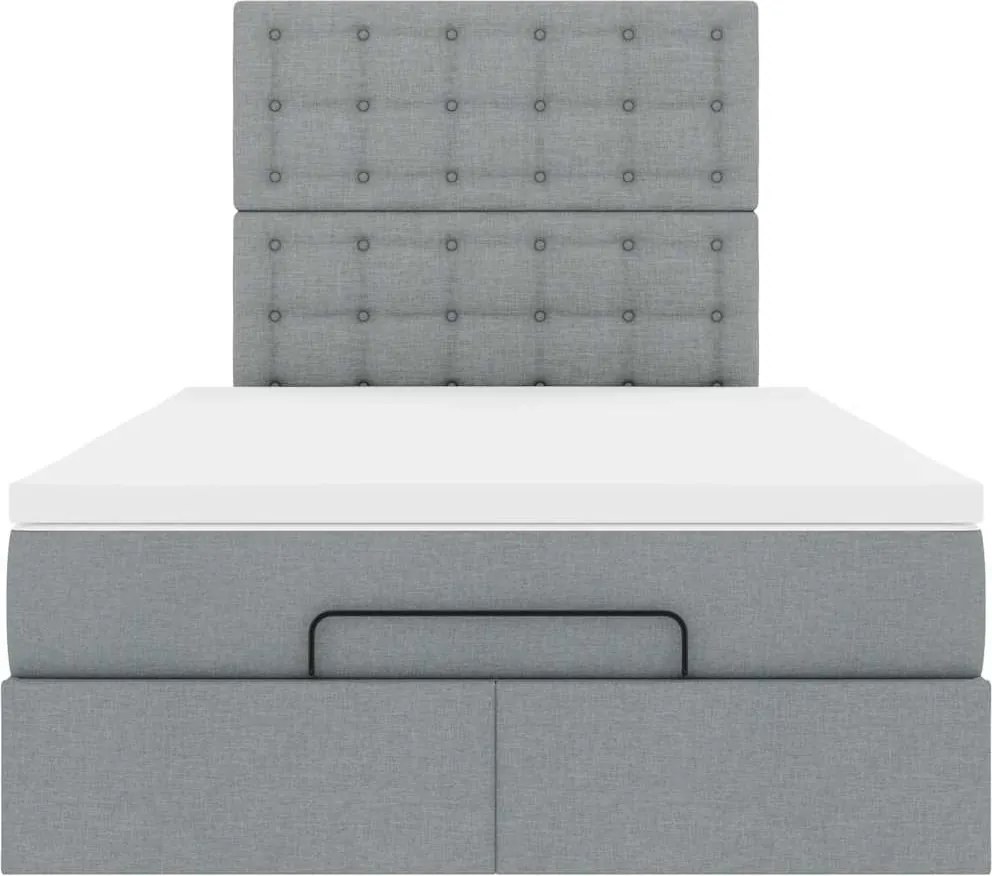 Osmanský rám postele s matrací světle šedá 120x190 cm textil 3313306