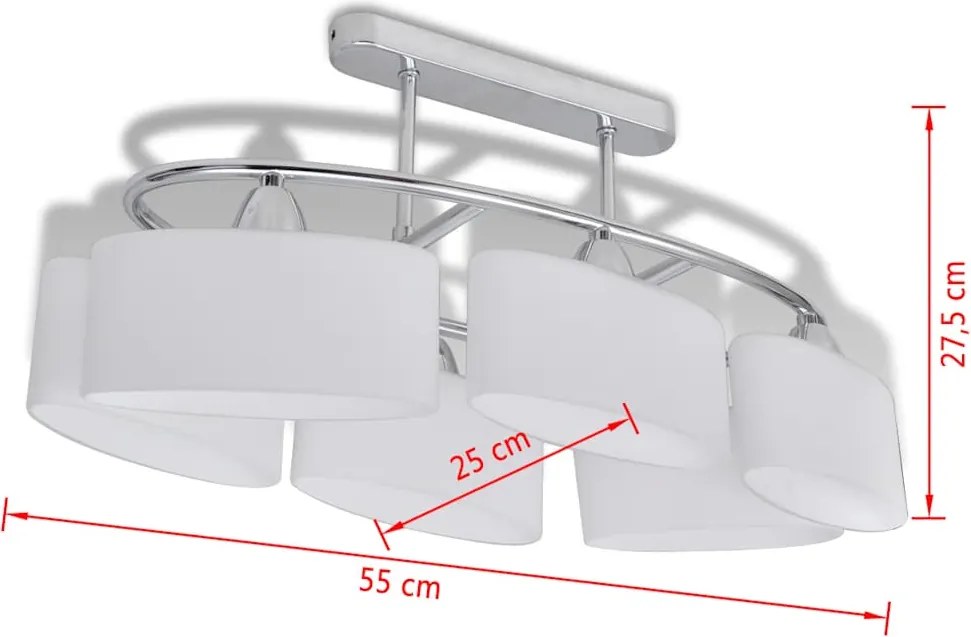 Stropní svítidlo s oválnými skleněnými stínítky, na 6 žárovek E14 240989