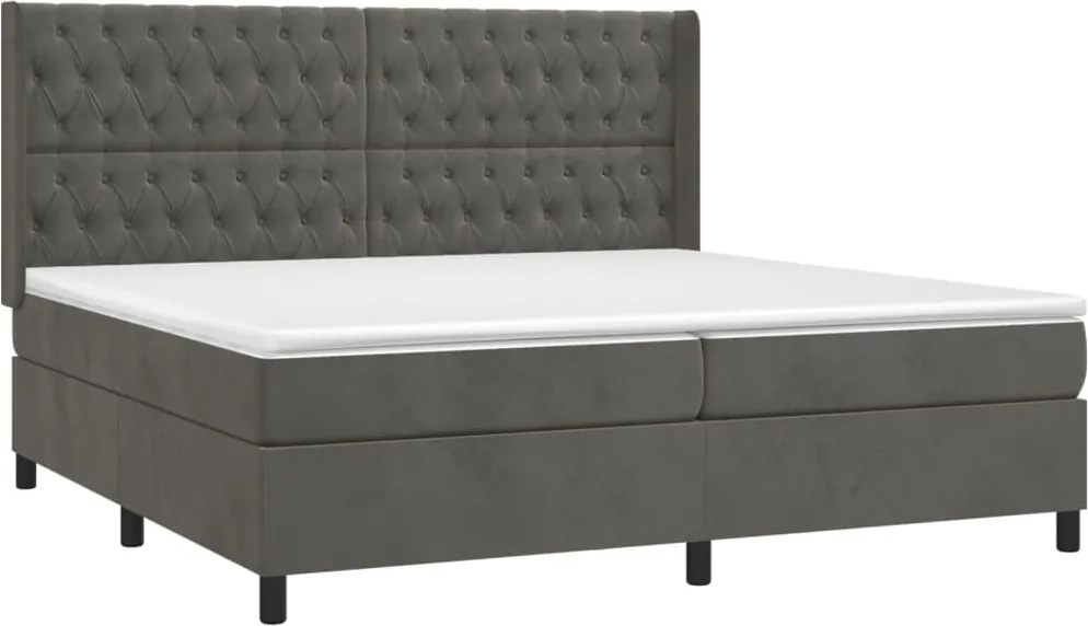 Box spring postel s matrací tmavě šedá 200x200 cm samet 3132880