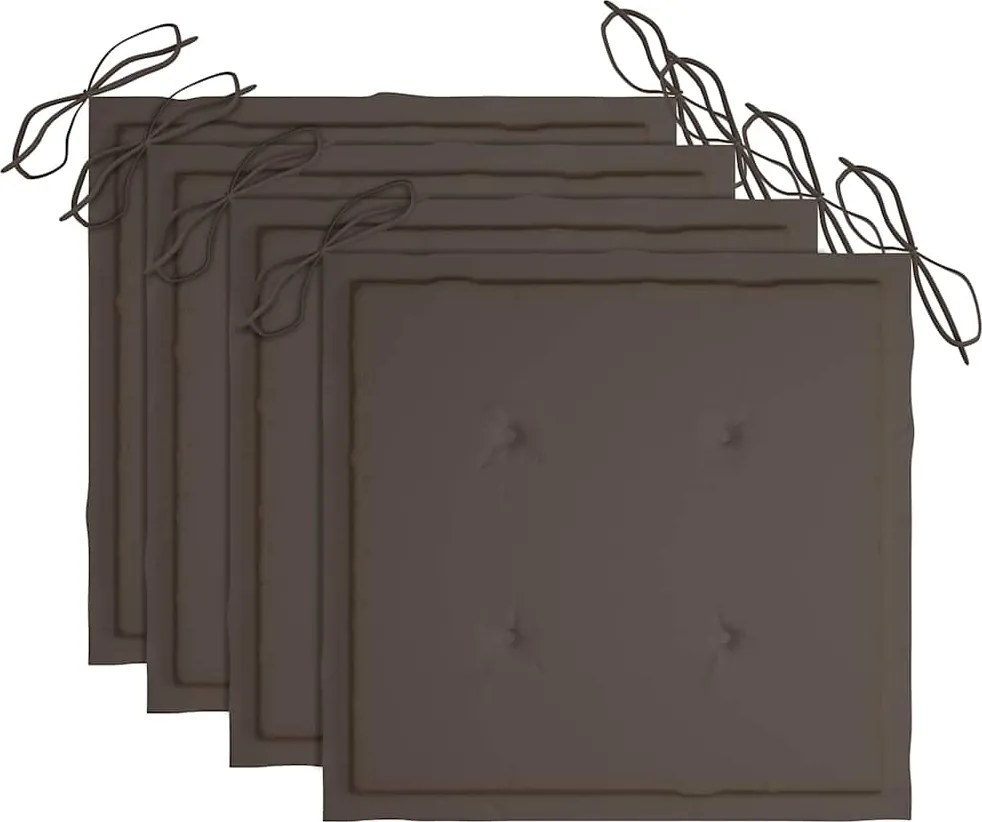 Zahradní židle 4 ks taupe podušky masivní teak 3073012