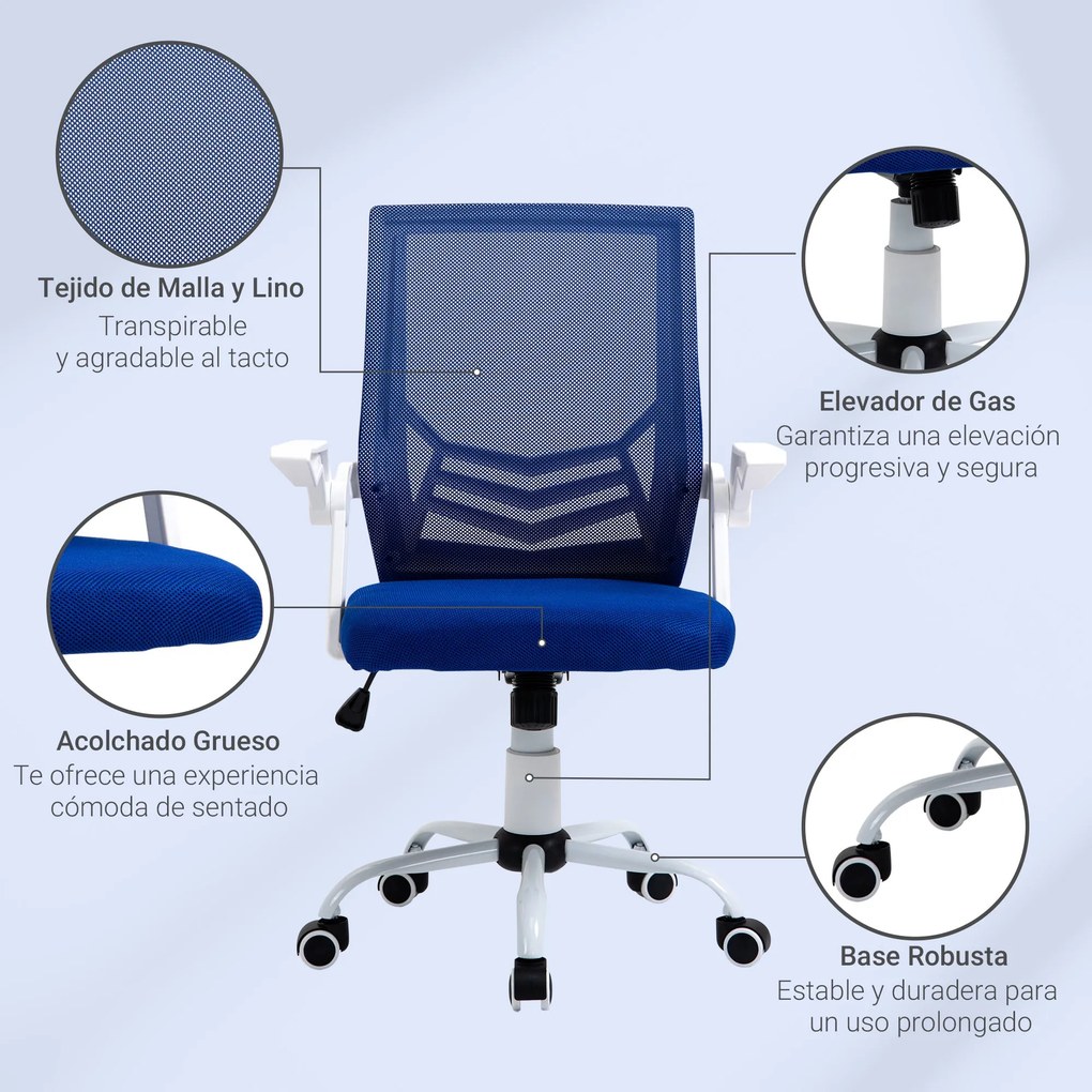 Ergonomická kancelářská židle Vinsetto - otáčecí kancelářská židle s nastavitelnou výškou, zdvihacími opěrkami a bederní podporou, pro teenagery a do…