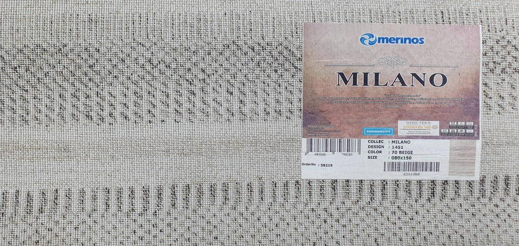 Medipa (Merinos), Kusový koberec Milano 1451/70 Beige, 80x150, šedá, chodba / předsíň
