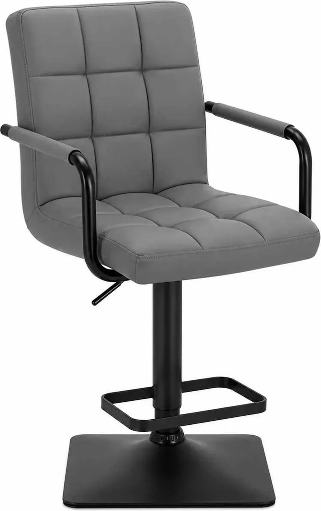 LuxuryForm DESIGN Barová židle VERONA BLACK na černé hranaté podstavě - šedá