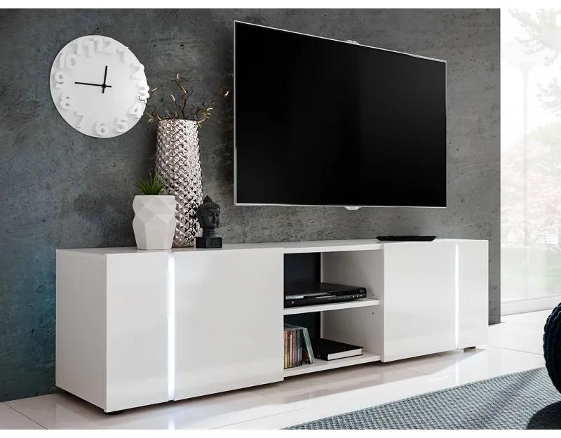 TV stolek s osvětlením Metikone, Barva:: bílá / bílý lesk Mirjan24 5903211125782