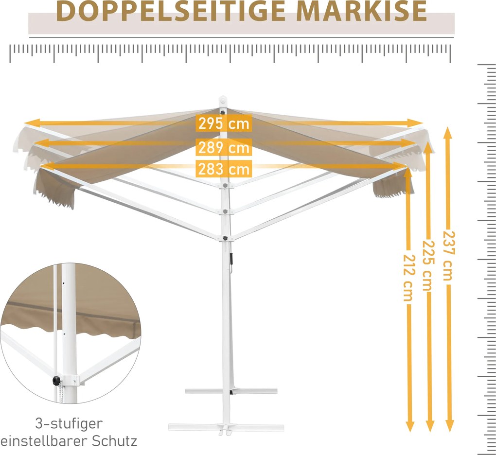Stojící markýza Markýza 4,5 x 3,4 m kryt terasy zahradní markýza se skládacím ramenem klika terasa krémová hliníková kovová
